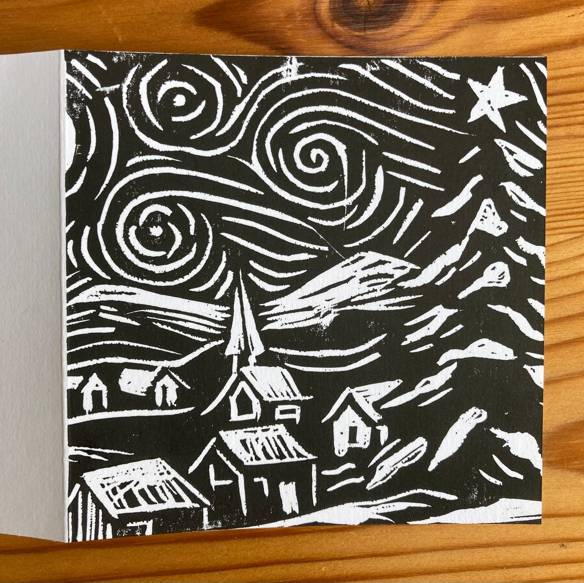 Christmas Card Pack - 4 X Hand Printed - Lino Printed Hand Cut Cards ...