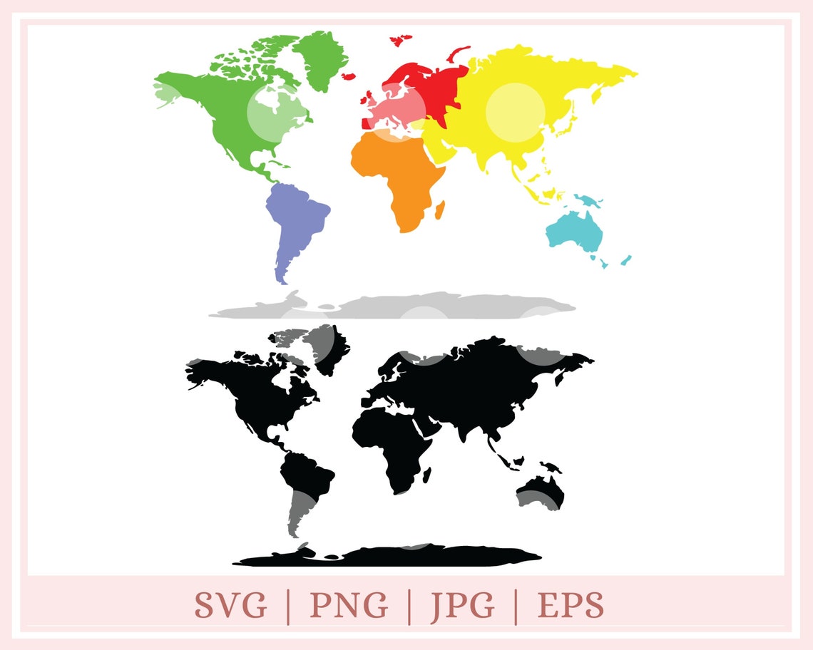 World map svg file for Cricut Silhouette cut file dxf cut | Etsy