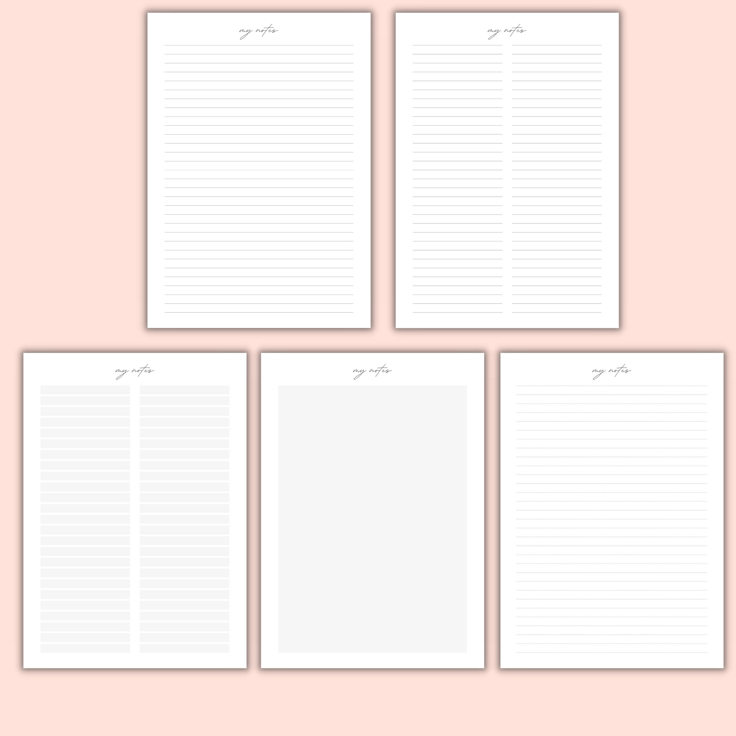 Printable Note Pages, Notes Page, Note Taking, Writing Paper, Instant ...