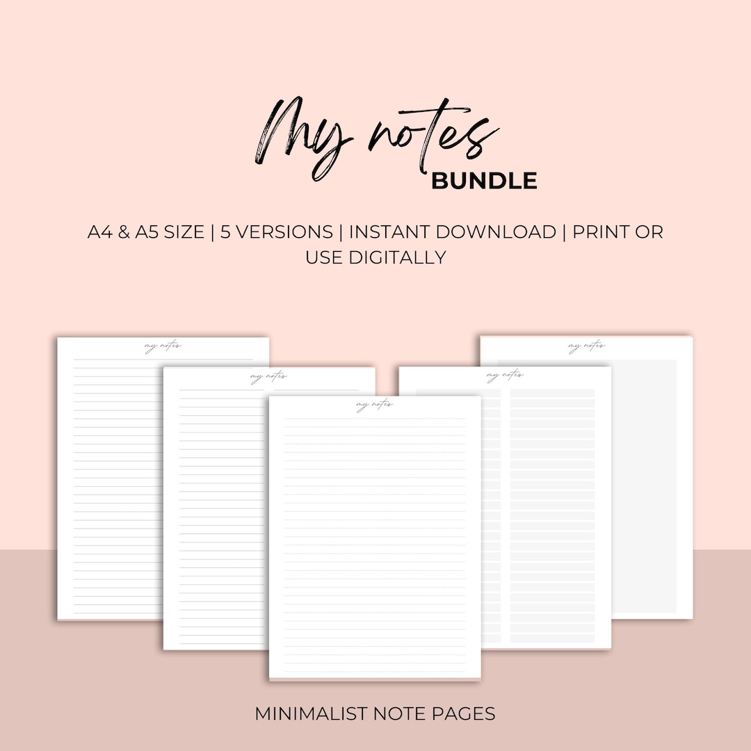 Printable Note Pages, Notes Page, Note Taking, Writing Paper, Instant ...