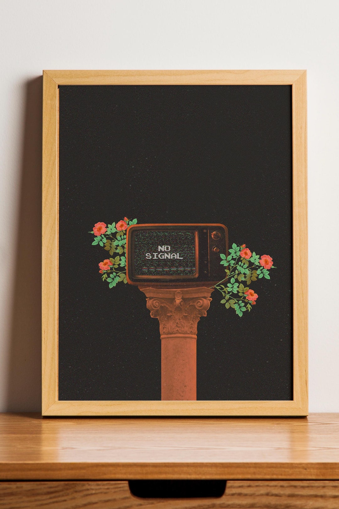 "so Signal" Poster - Greek Column With TV and Flowers - Etsy