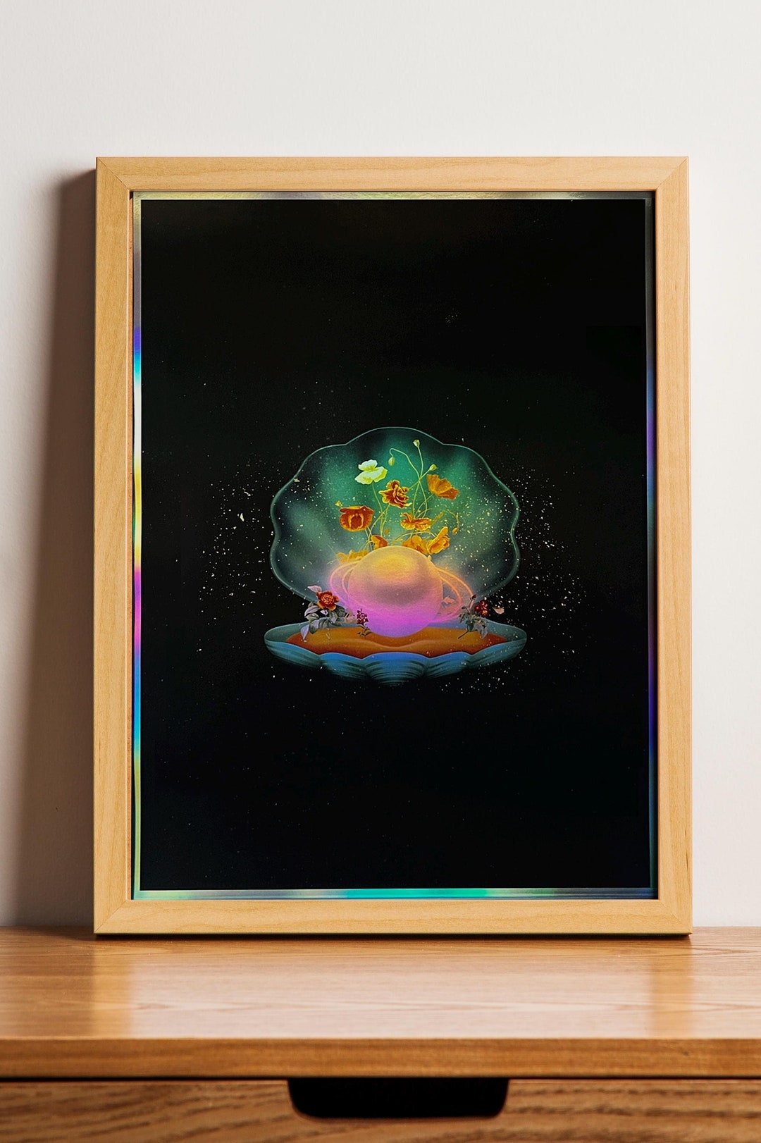 Pearl Holographic Poster – Shell With Saturn. - Etsy
