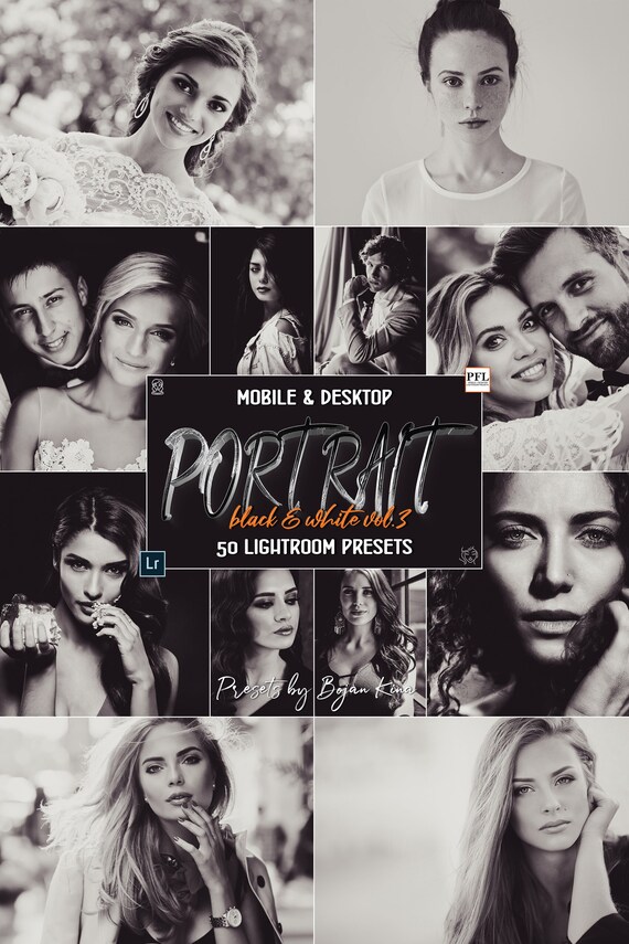 50 BLACK and WHITE Lightroom Bundle Monotone Portrait Presets - Etsy