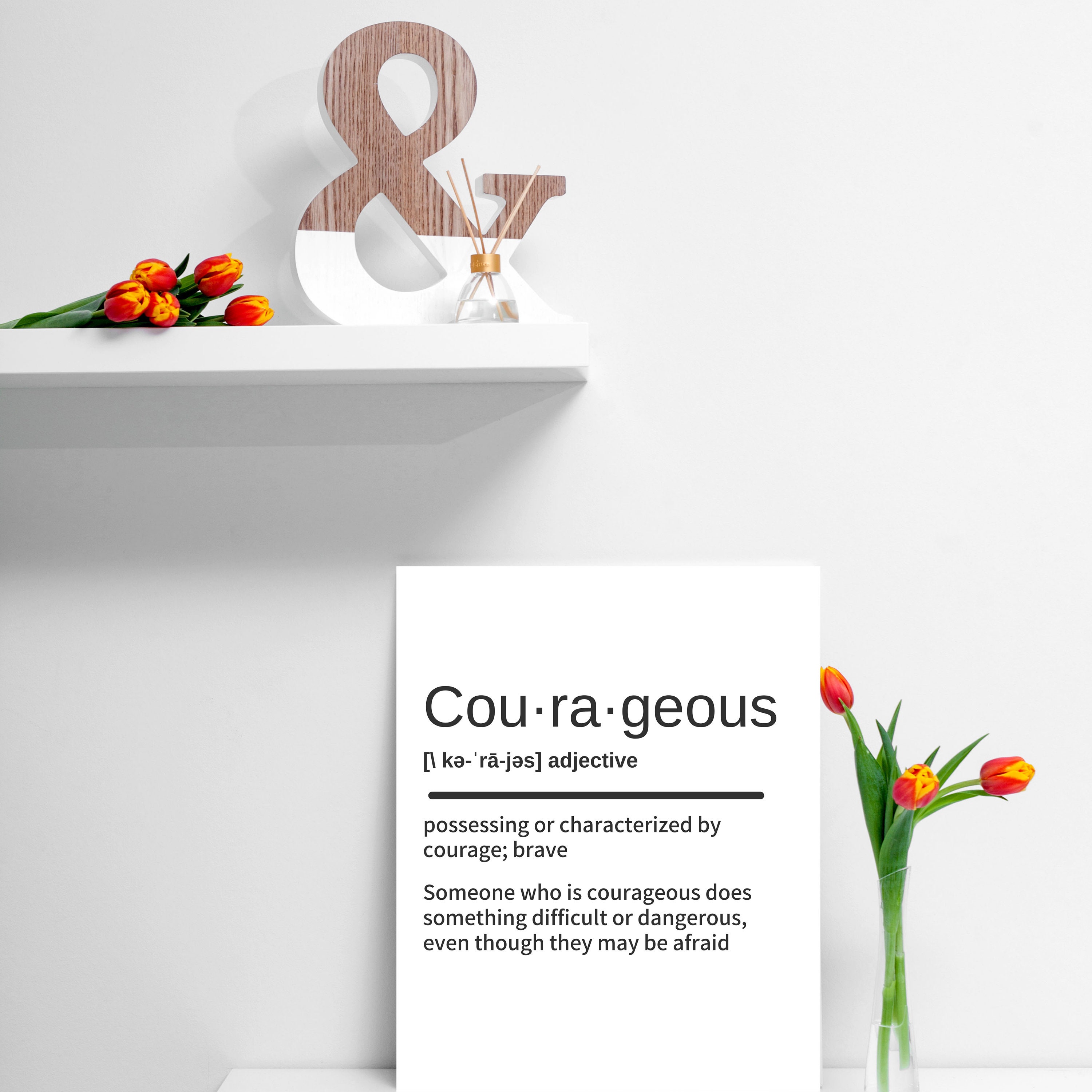COURAGEOUS Definition Print- Word Art -black and White Super Quote Wall ...