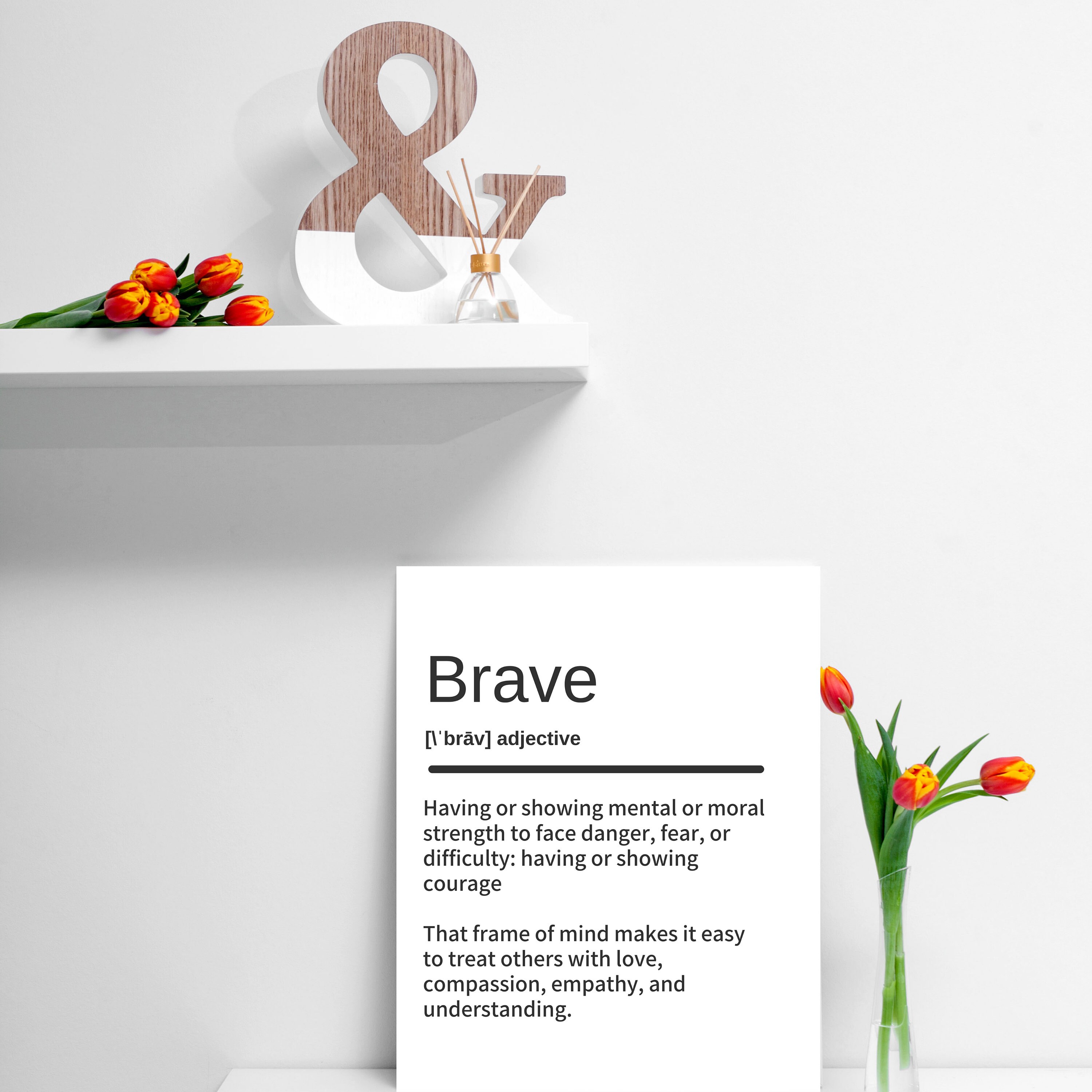BRAVE Definition Print- Word Art -black and White Super Quote Wall ...