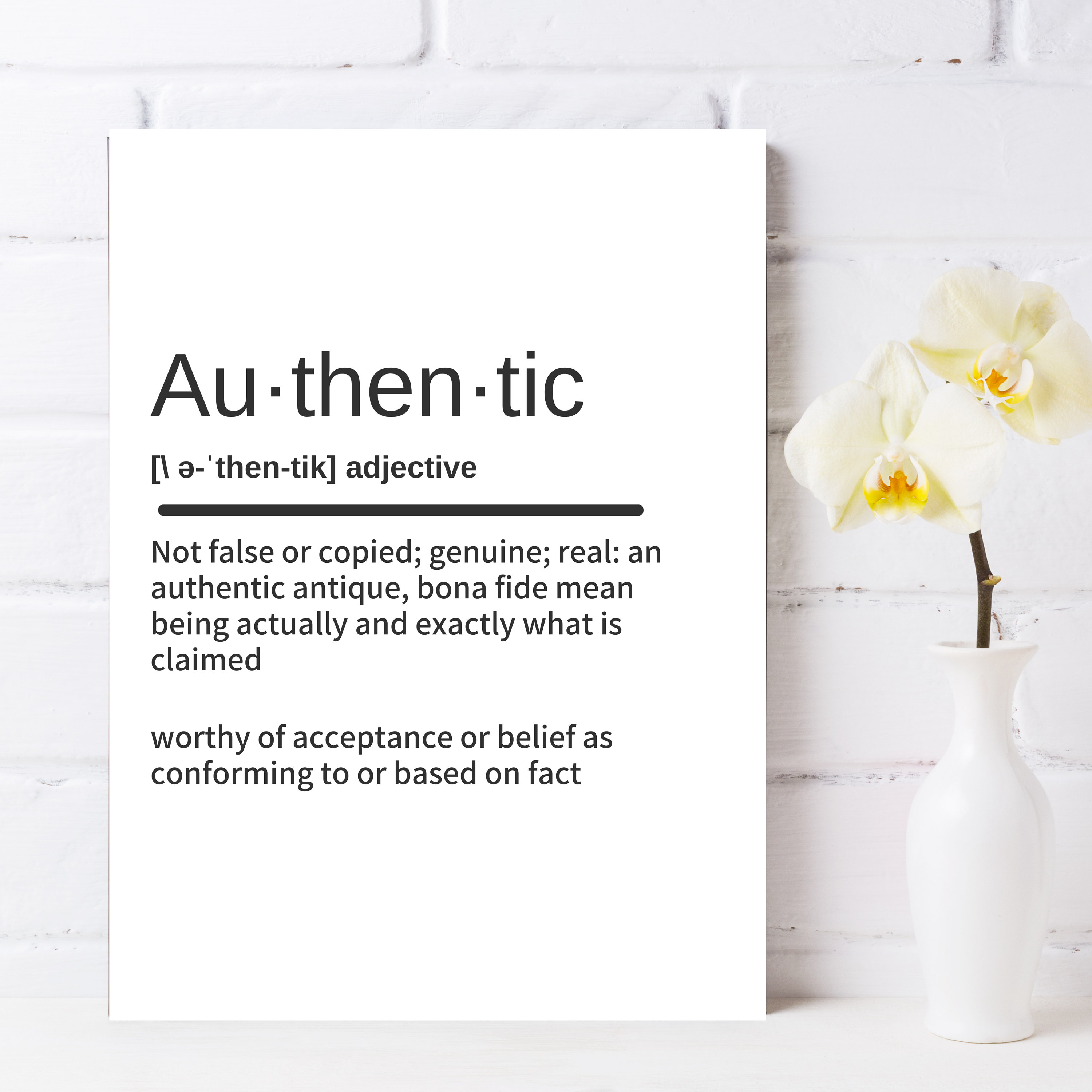 AUTHENTIC Definition Print Word Art black and White Super Quote Wall ...