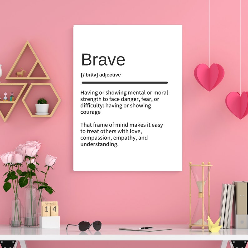 BRAVE Definition Print- Word Art -black and White Super Quote Wall ...