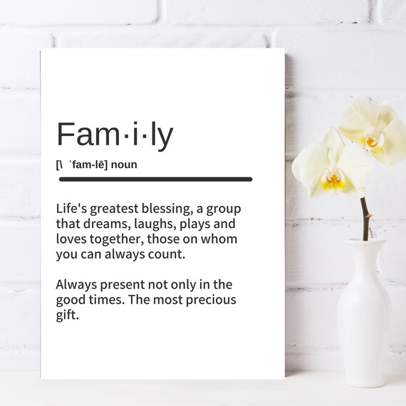 FAMILY Definition Print Word Art black and White Super Quote - Etsy