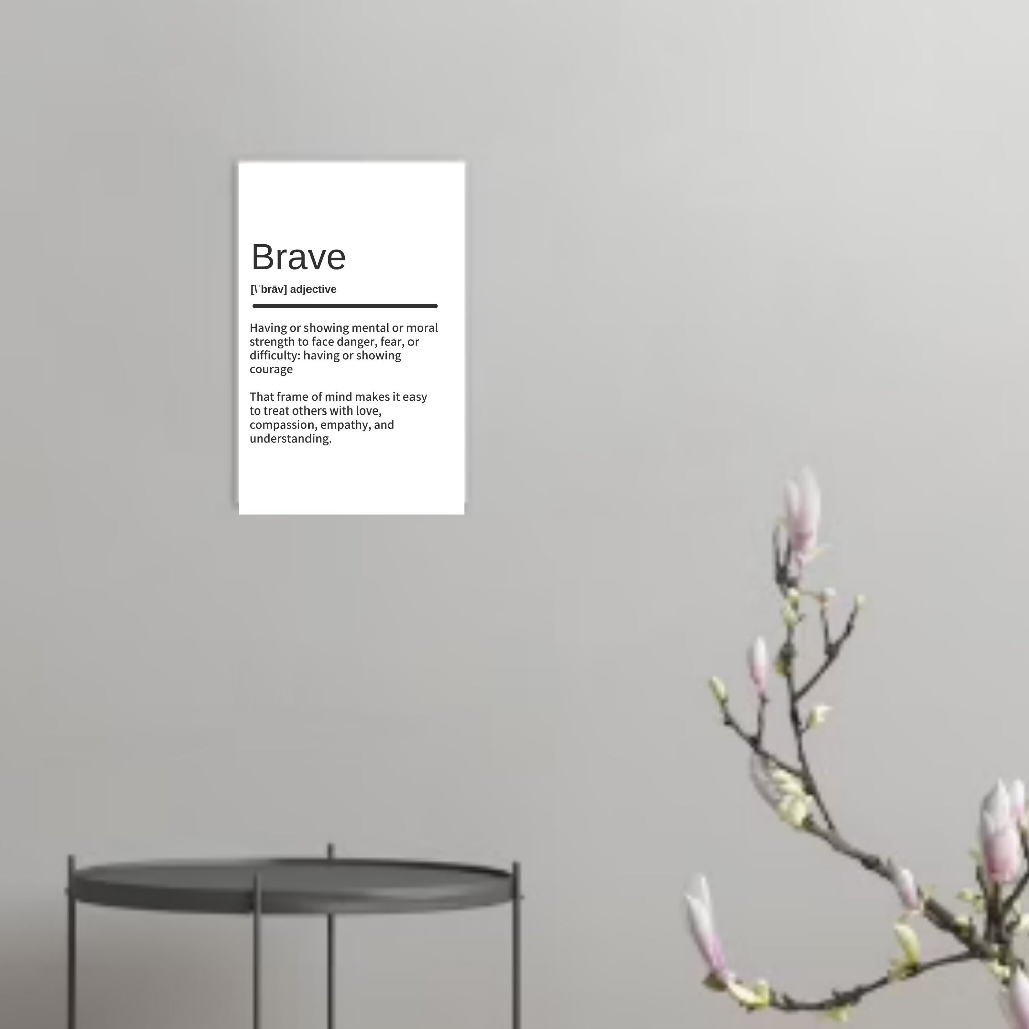 BRAVE Definition Print- Word Art -black and White Super Quote Wall ...