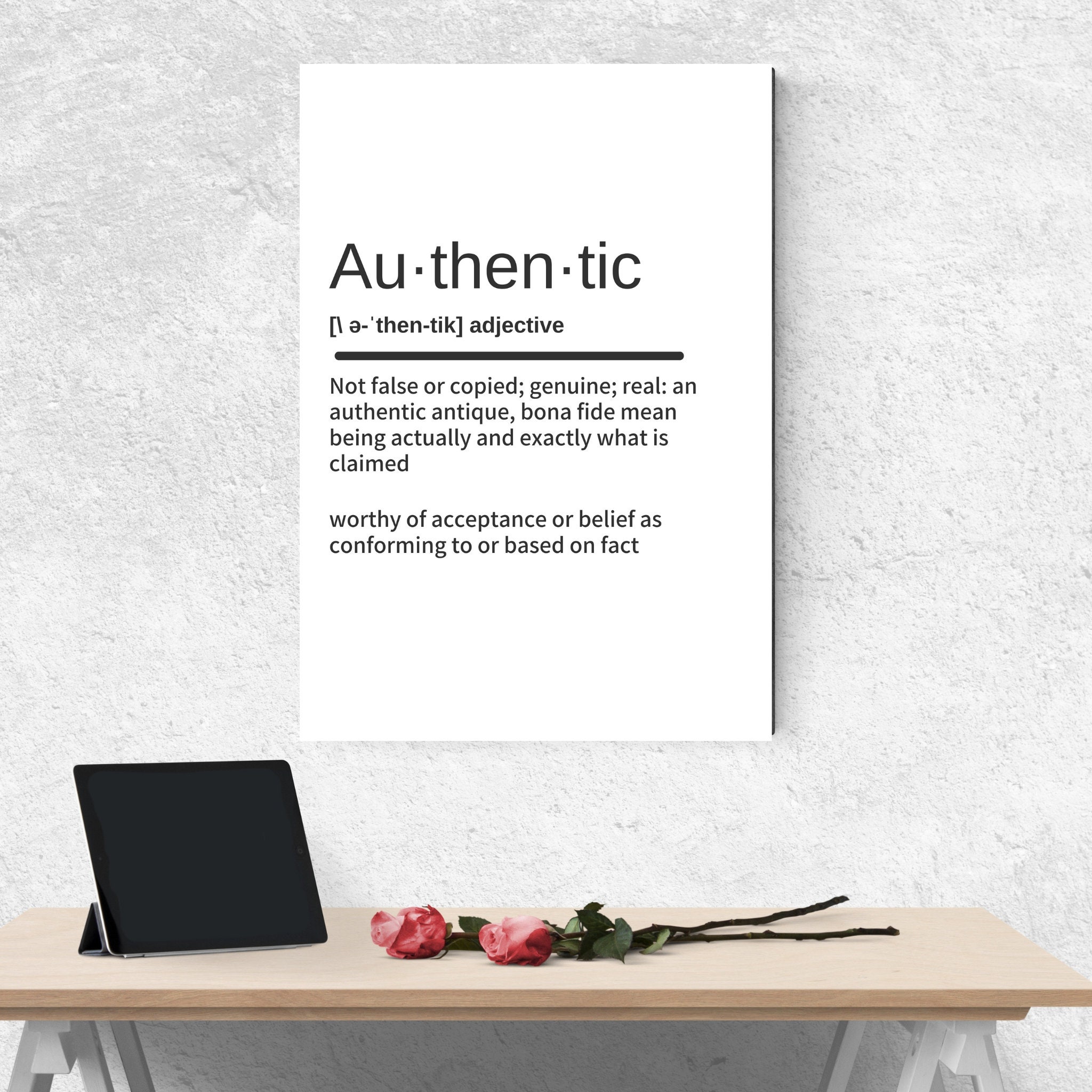 AUTHENTIC Definition Print- Word Art -black and White Super Quote Wall ...