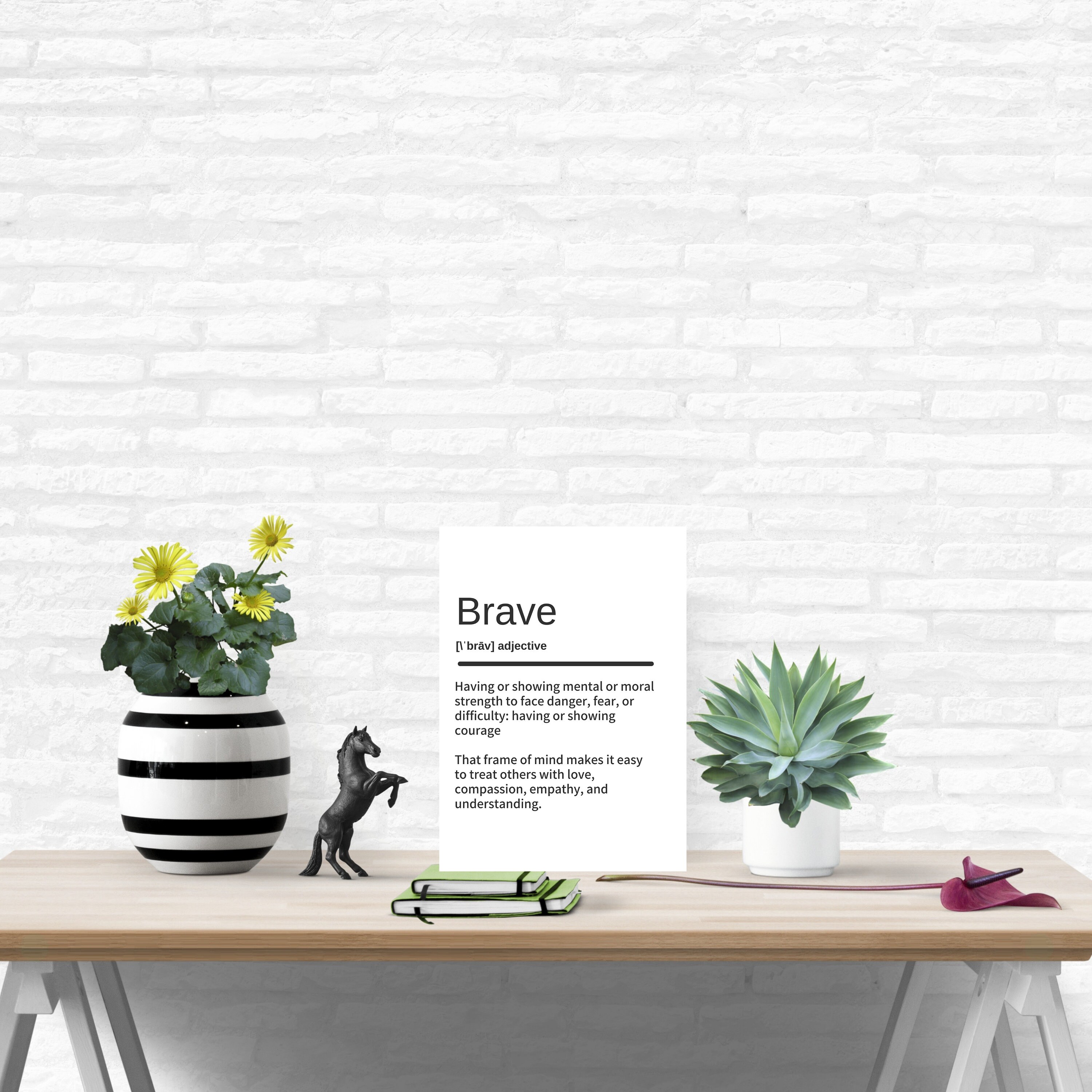 BRAVE Definition Print- Word Art -black and White Super Quote Wall ...