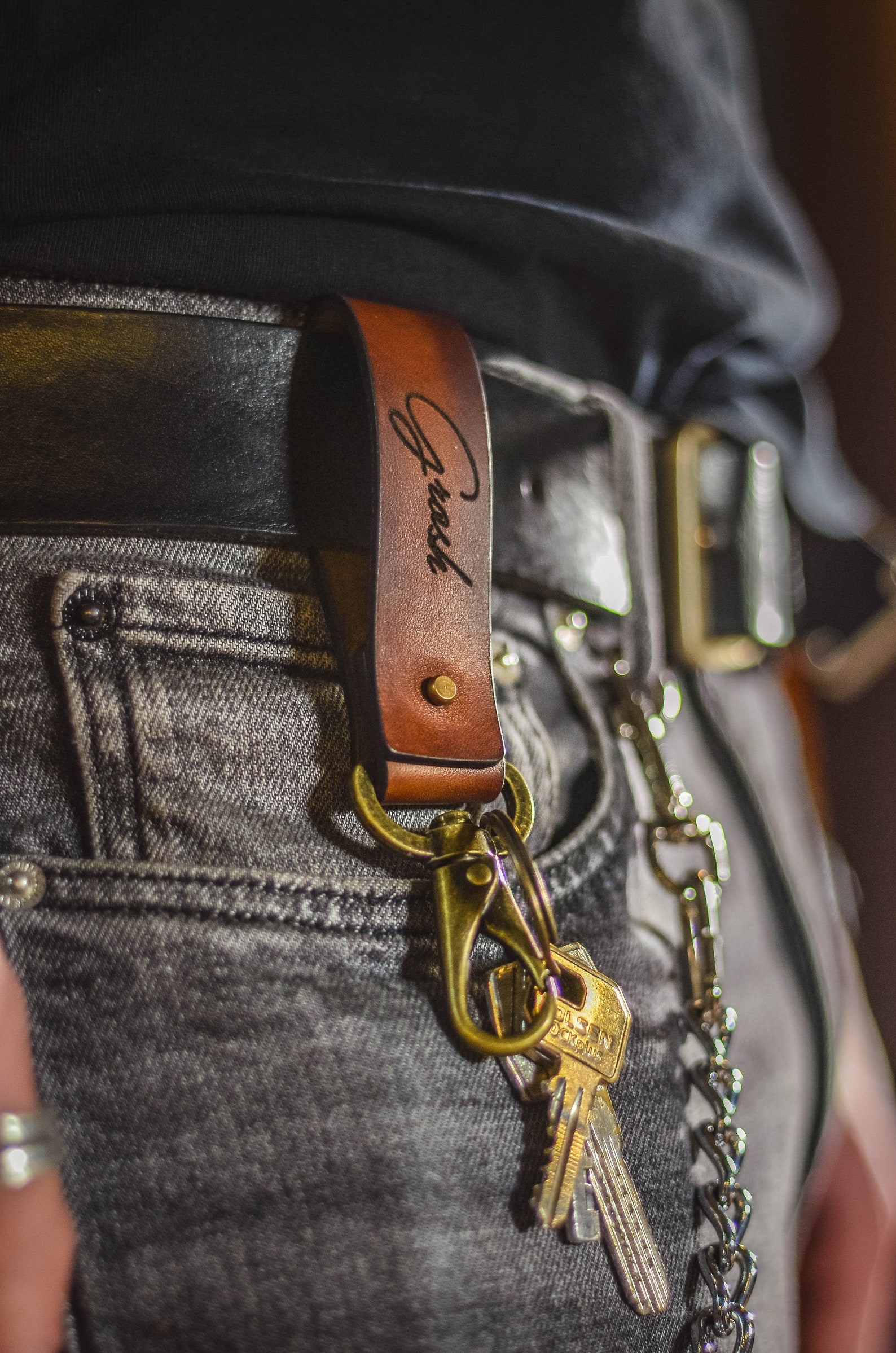 Personalized Leather Keychain for Men Leather Keychain Belt | Etsy