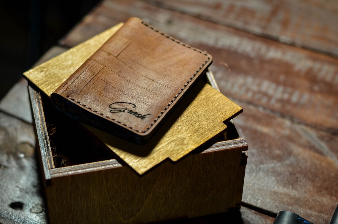 Slim Leather Card Holder for Men Small Front Pocket Credit - Etsy