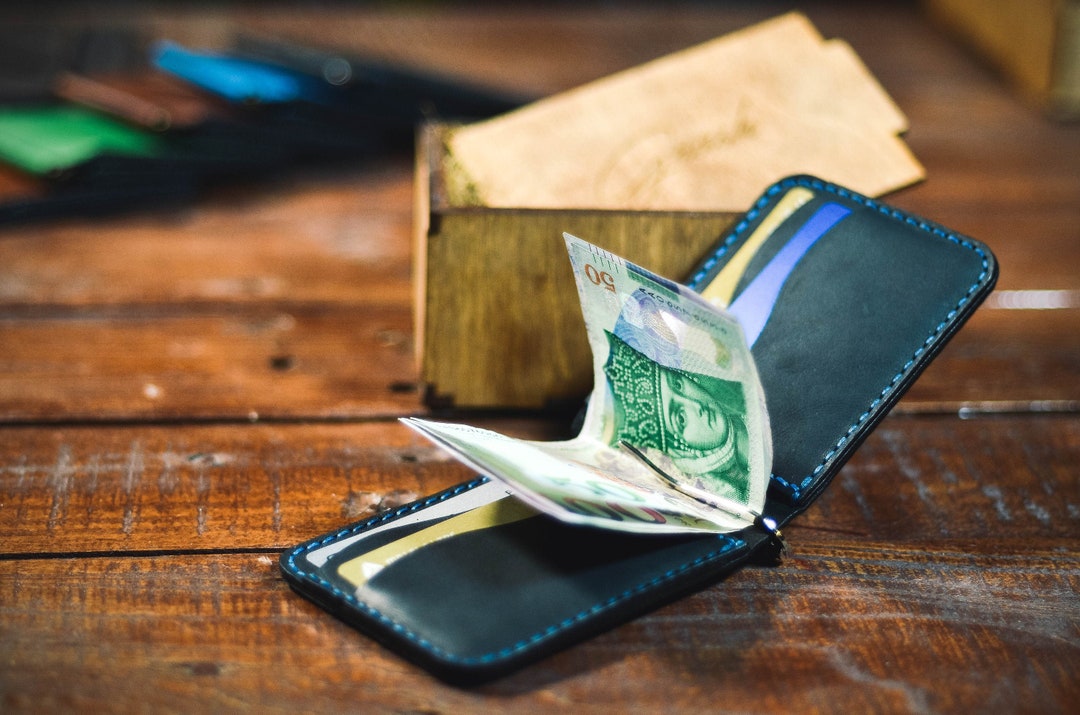 Minimalist Money Clip Wallet Unisex, Unique Leather Gifts, Leather ...