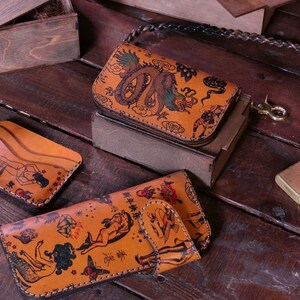 Dragon Tattoo Leather Wallet, Italian Leather, Luxury Gift, Rare Unique ...