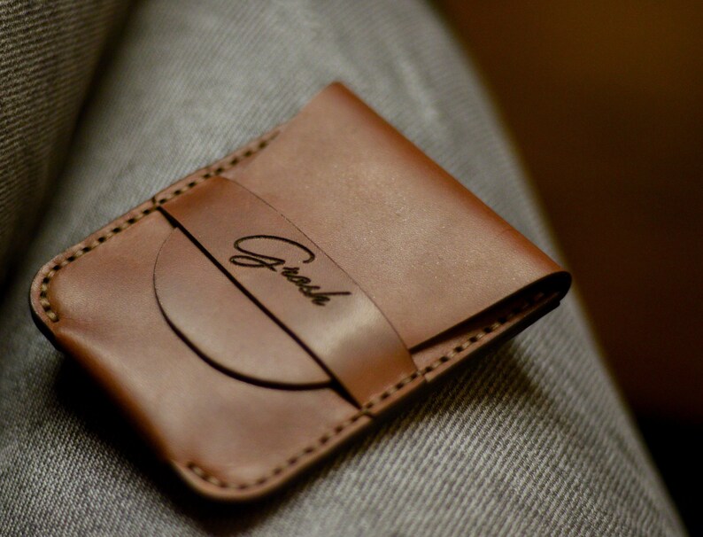 Brown Leather Card Wallet Slim Leather Wallet Leather Card | Etsy