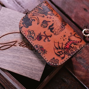 Dragon Tattoo Leather Wallet, Italian Leather, Luxury Gift, Rare Unique ...