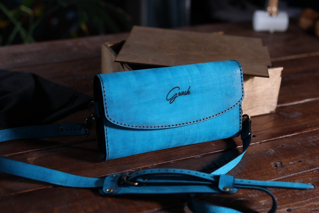 Turquoise Leather Crossbody Bag: Handmade Mini Saddle Bag - Etsy