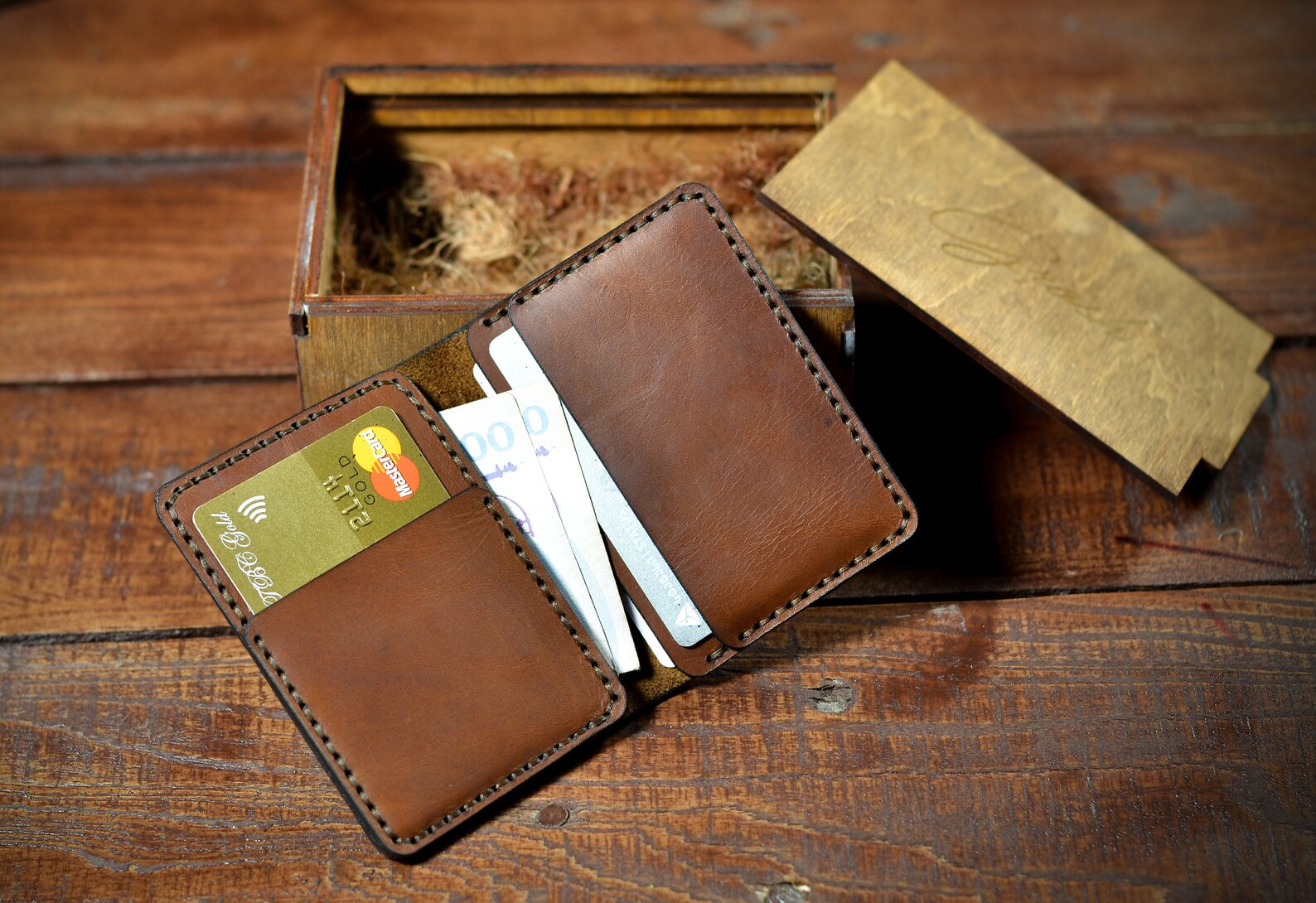 Slim Leather Wallet Small Bifold Card Holder Wallet Best - Etsy