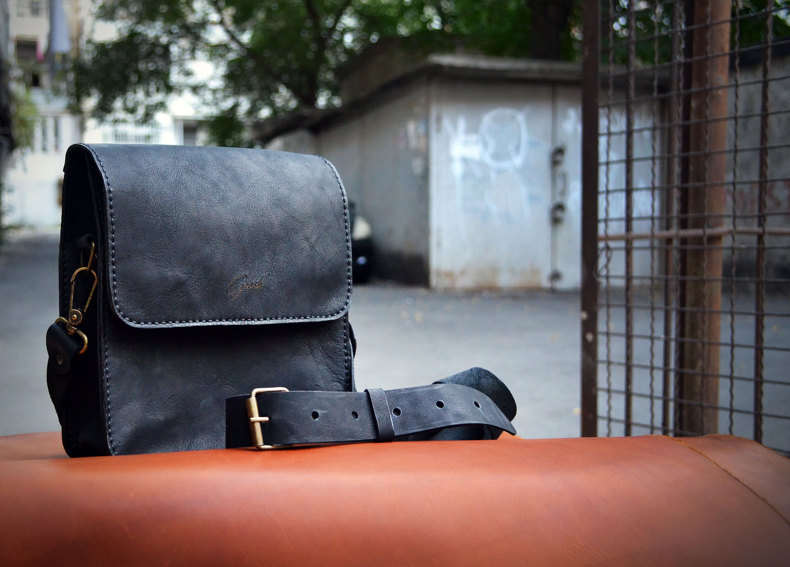 Leather messenger bag for men Small leather shoulder bag | Etsy