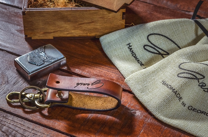 Personalized Leather Keychain for Men Leather Keychain Belt - Etsy
