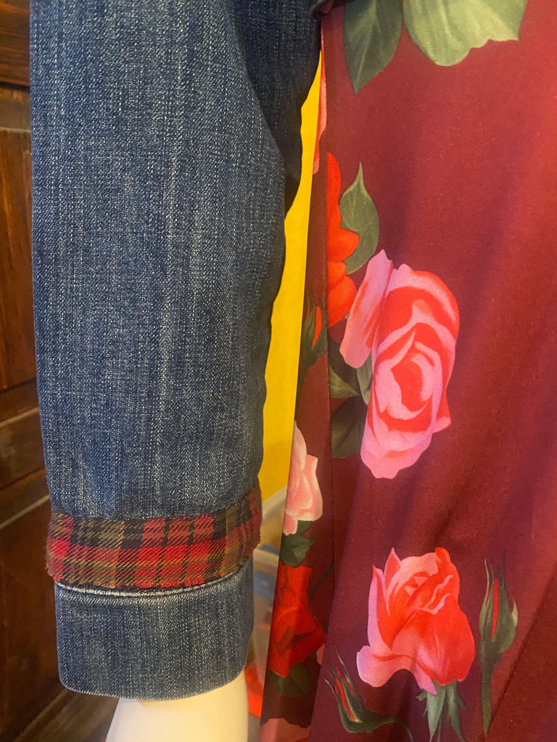 Upcycled Denim Duster, Refashioned Red Rose Duster, Gypsy Coat ...