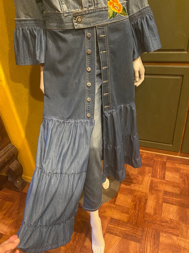 Upcycled Patchwork Denim Duster,boho Duster,gypsy Coat,festival Duster ...