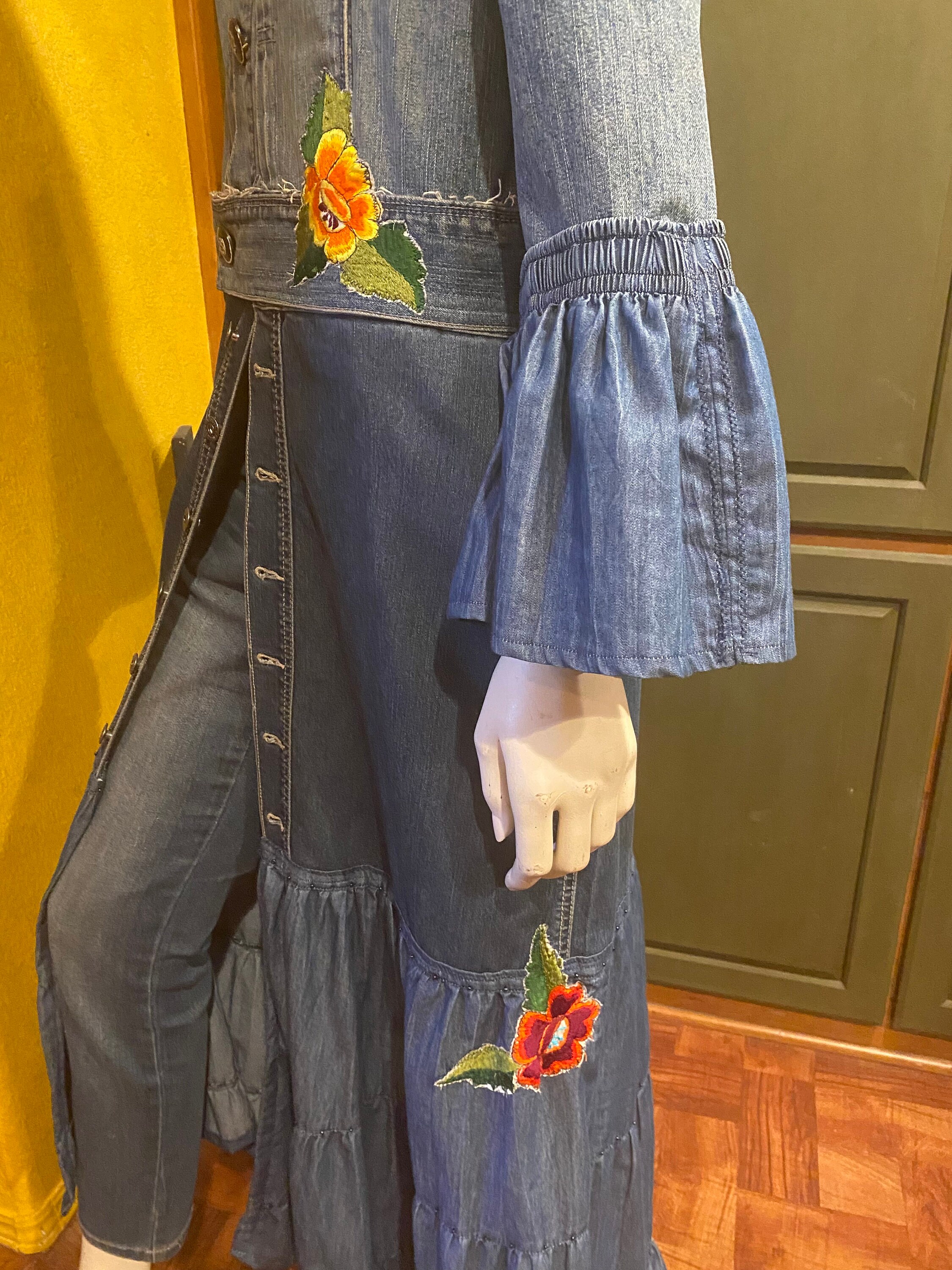 Upcycled Patchwork Denim Duster,boho Duster,gypsy Coat,festival Duster ...