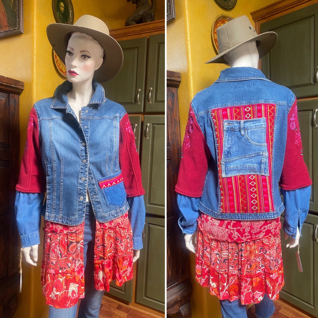 Upcycled Denim Vest, Refashioned Denim Duster, Patchwork Denim, Jean ...