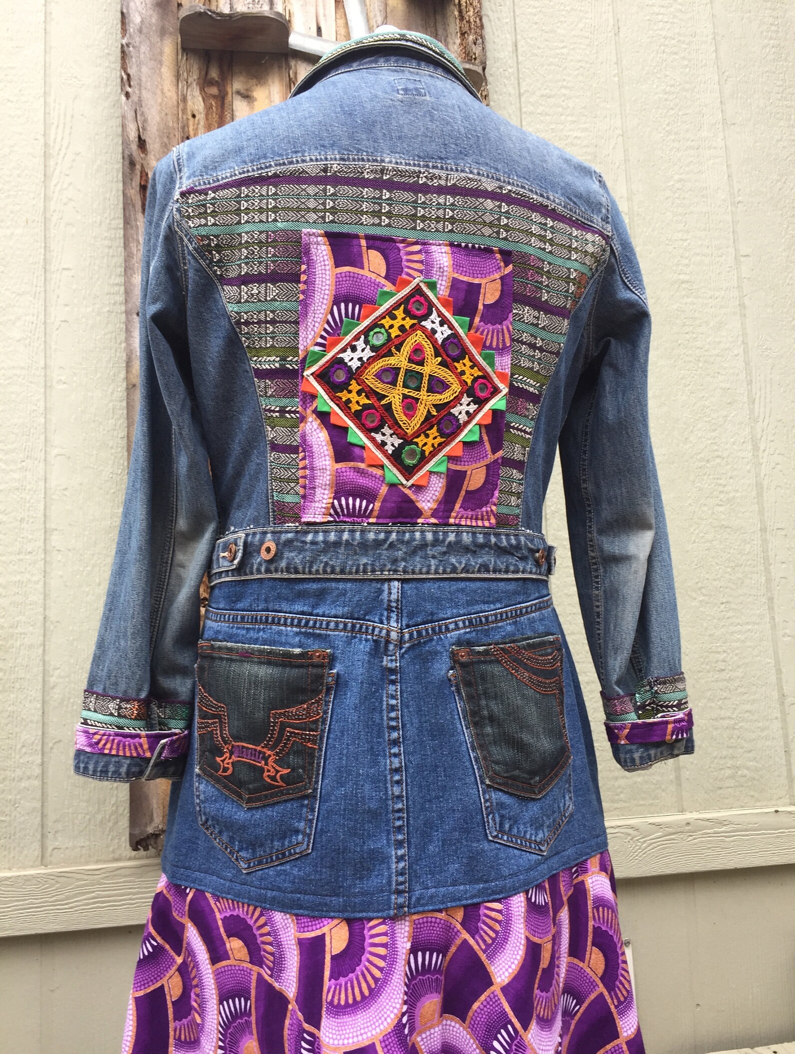 Jean Jacket Denim Duster Embellished Denim Coat - Etsy