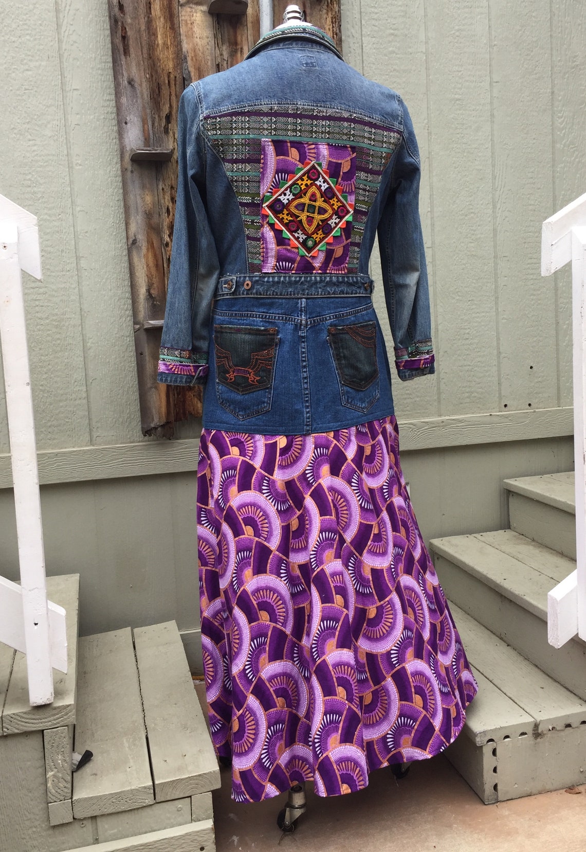 Jean Jacket Denim Duster Embellished Denim Coat - Etsy