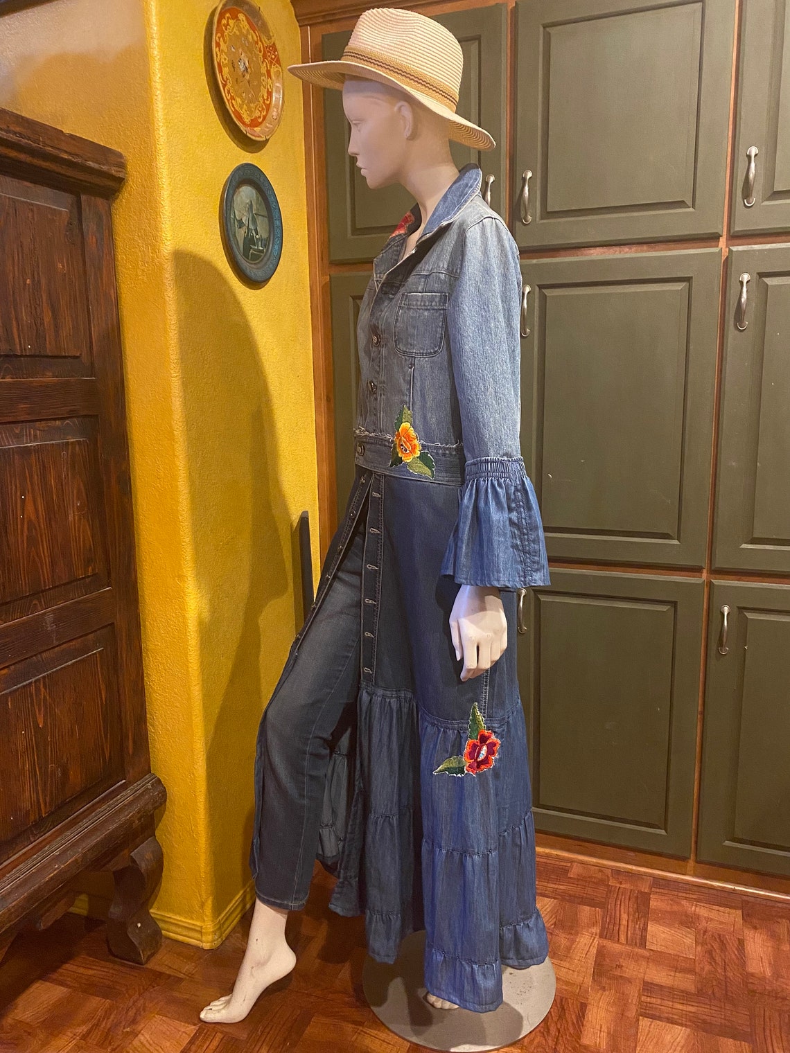 Upcycled Patchwork Denim Duster,boho Duster,gypsy Coat,festival Duster ...