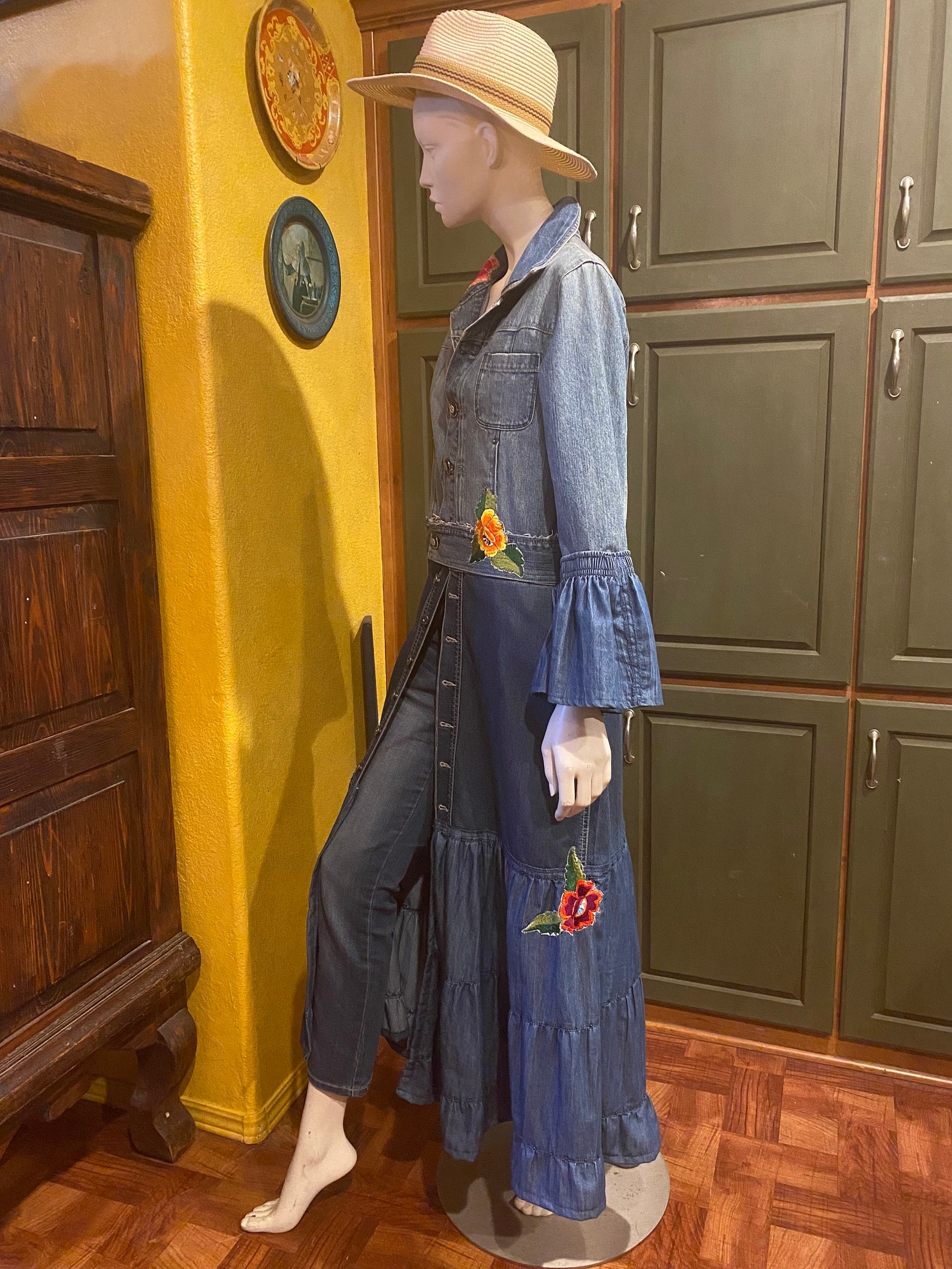 Upcycled Patchwork Denim Duster,boho Duster,gypsy Coat,festival Duster ...