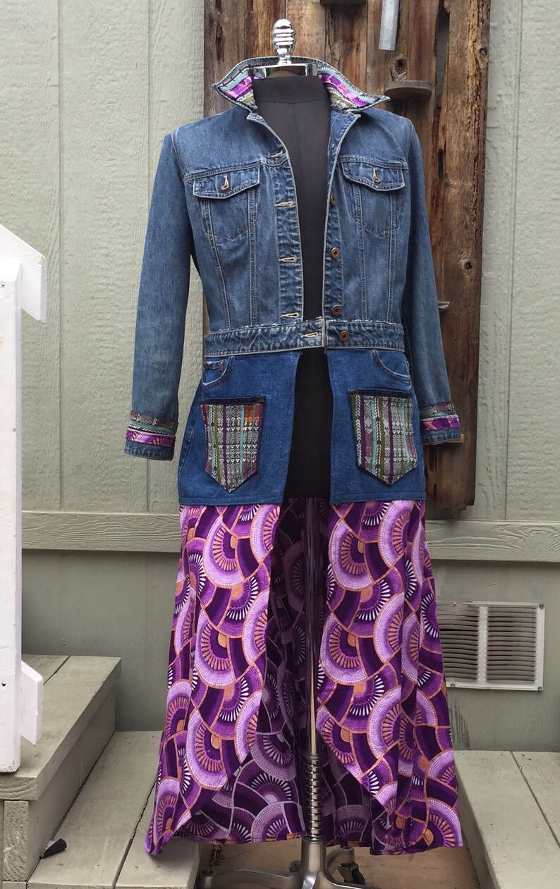 Jean Jacket Denim Duster Embellished Denim Coat - Etsy