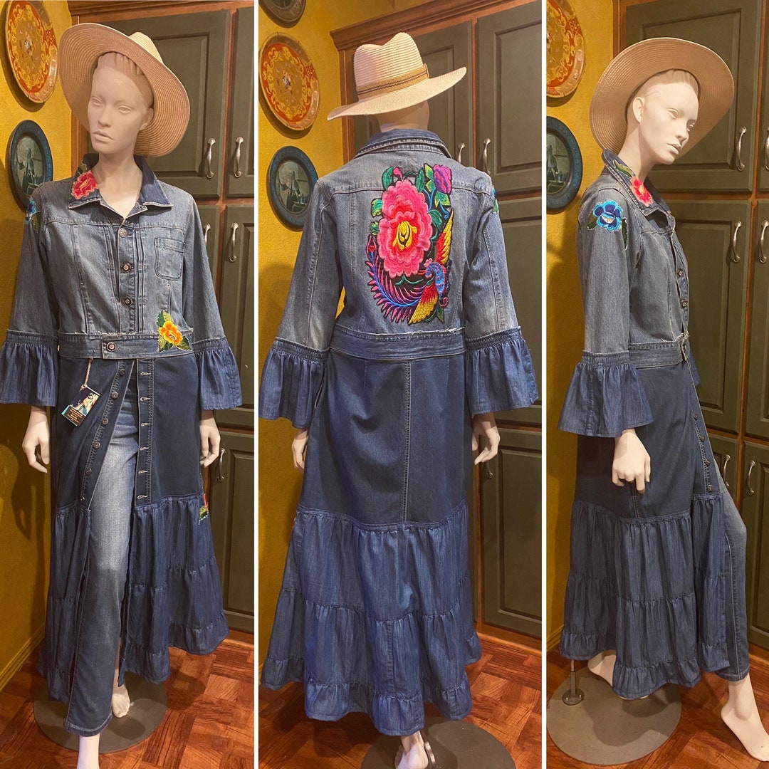 Upcycled Patchwork Denim Duster,boho Duster,gypsy Coat,festival Duster ...