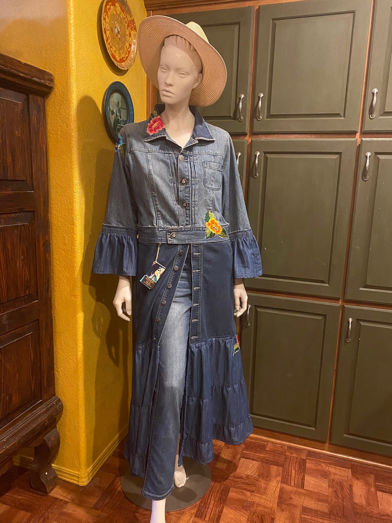 Upcycled Patchwork Denim Duster,boho Duster,gypsy Coat,festival Duster ...