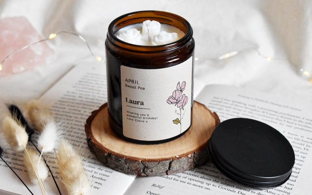 Birth Flower Candle April Flower Birthday Candle Birthday Gift for Her ...