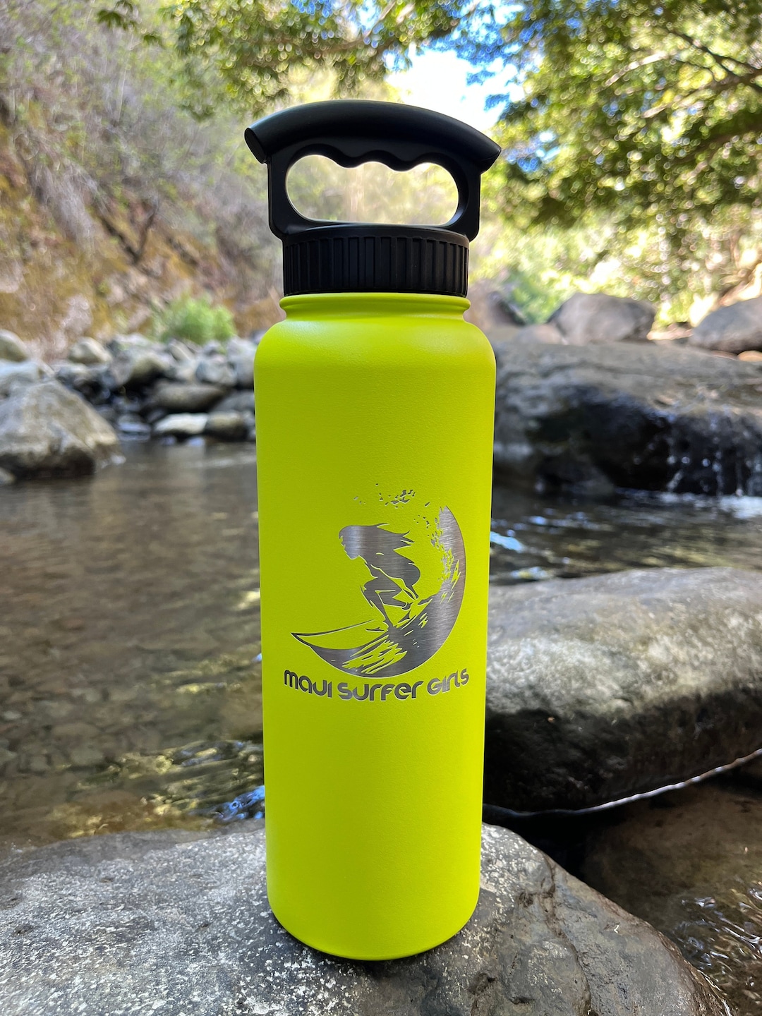 Neon Yellow Water Bottle Wide Mouth 40 Oz MSG Barrel Etched - Etsy