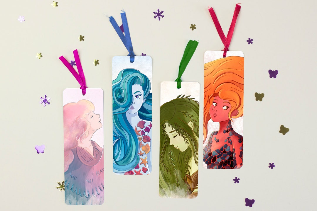 4 Elements Bookmarks (fire, Air, Earth and Water) - Fantasy Art ...