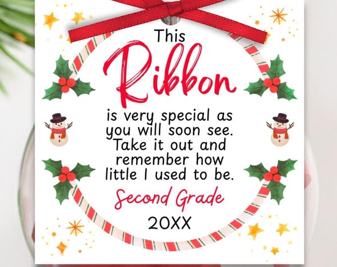 Height Ribbon Ornament Tag: Keepsake Christmas Decoration (digital ...