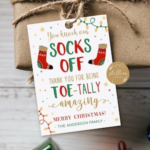 Christmas Sock Gift Tags Staff, Xmas Ugly Fuzzy Socks Mani Pedi Gift ...