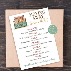 EDITABLE Moving Away Survival Kit Card, Fun Novelty Gift, Unique ...