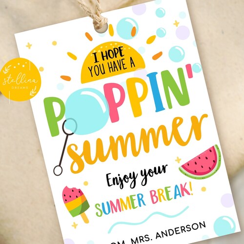 Bubbles of Fun Gift Tag Last Day of School Pto Pta Thank You - Etsy