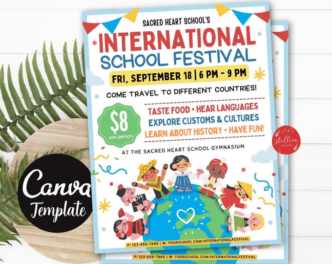 International Food Potluck Invitation Template, Multicultural Food ...