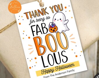Halloween Gift Tags, Halloween Appreciation Favor Tags, Boo Thanks for ...