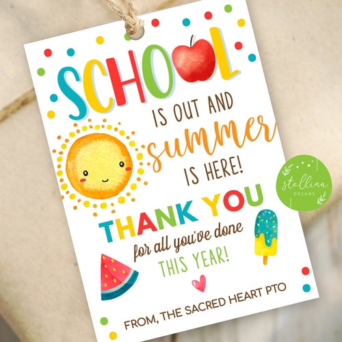 Teacher Thank You Gift Tag End of School Year Teacher - Etsy