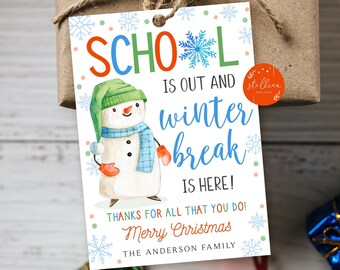 Christmas Gift Tags, Winter Break Thank You Snow Much for All You Do ...