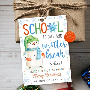 Editable Christmas Gift Tags, Winter Break Thank You Snow Much for All ...