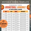 Basketball Schedule Template, Printable Basketball Schedule, Editable ...