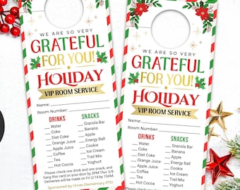 Christmas Holiday VIP Room Service Door Hanger Editable Template ...